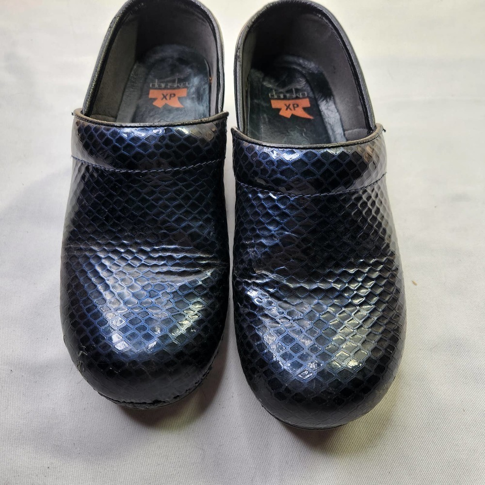 Dansko Blue Metallic Snake Clogs Nursing Shoes Size 3… - Gem
